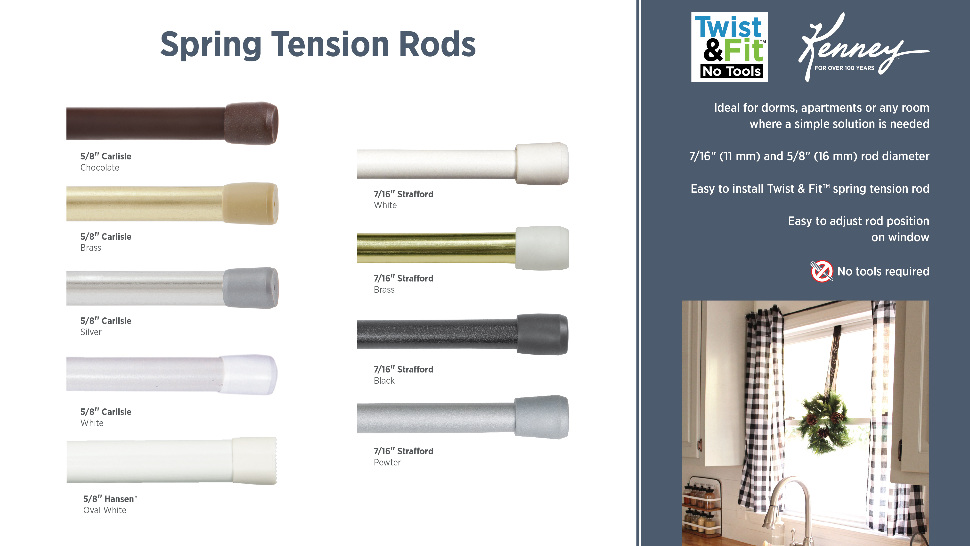 Twist & Fit Spring Tension Rods