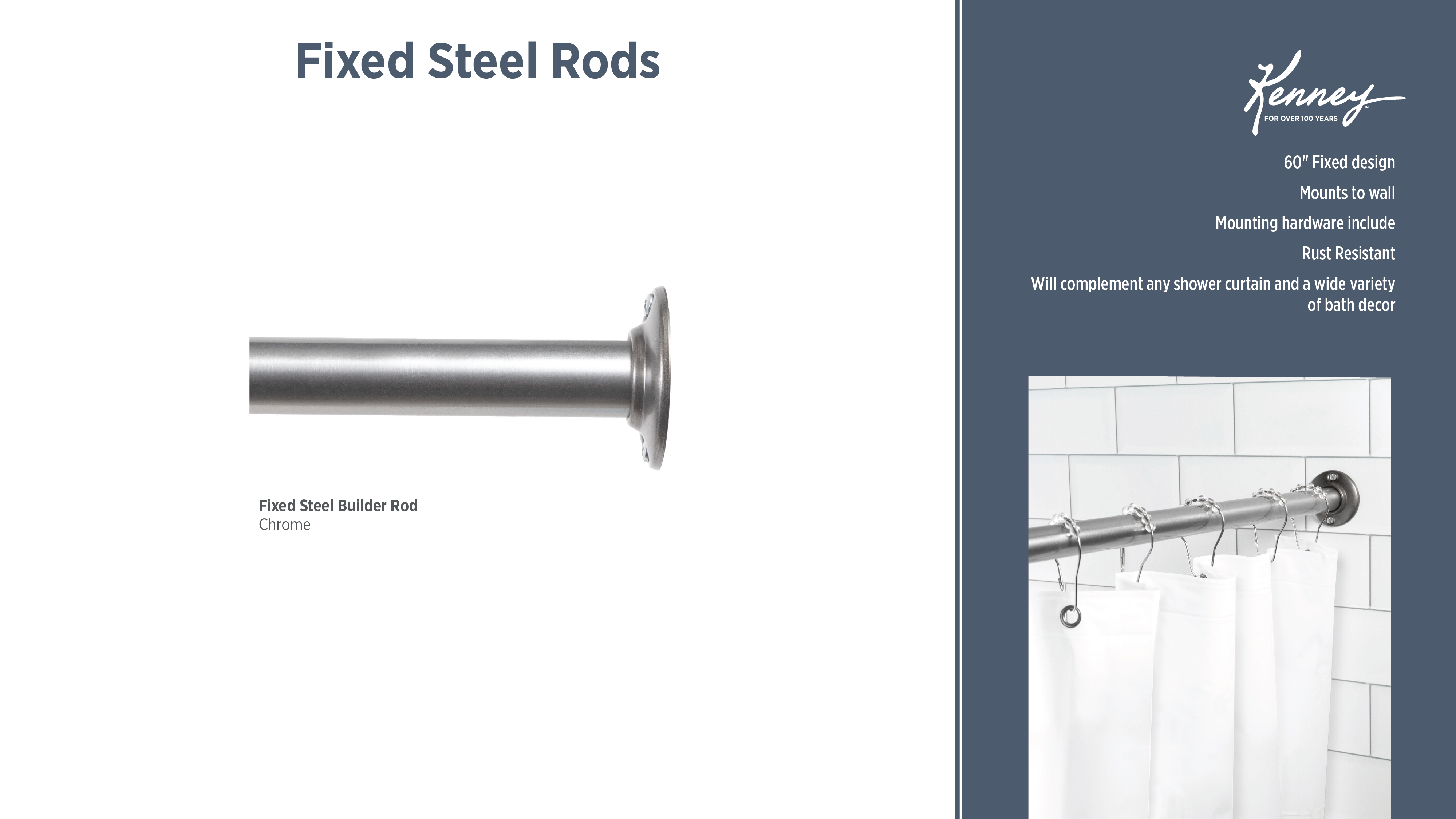 Permanent Mount Shower Rods