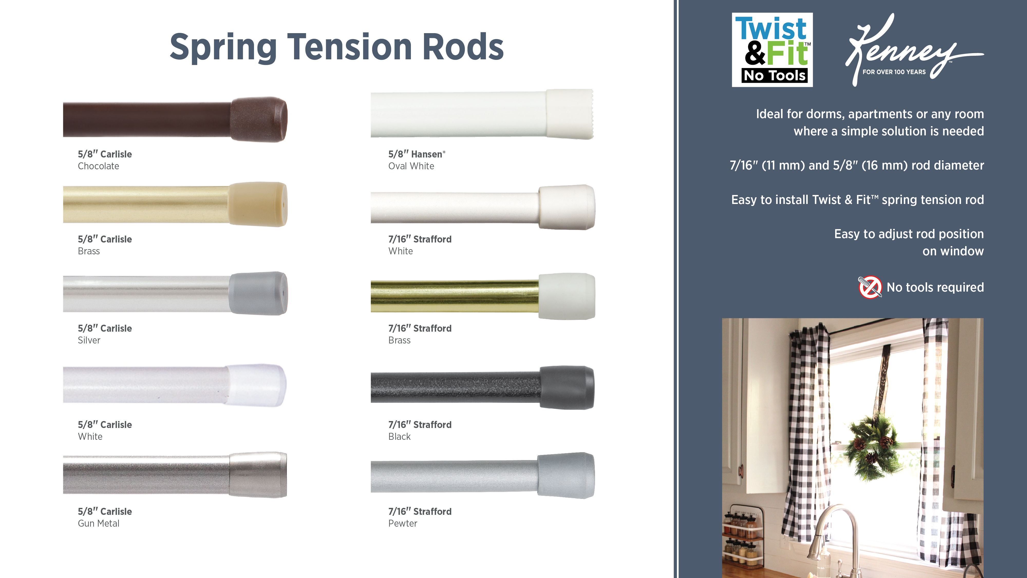Twist & Fit Spring Tension Rods
