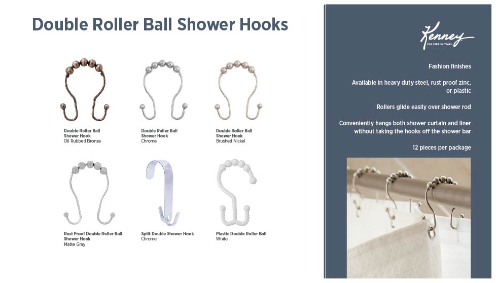 Double Roller Ball Shower Hooks